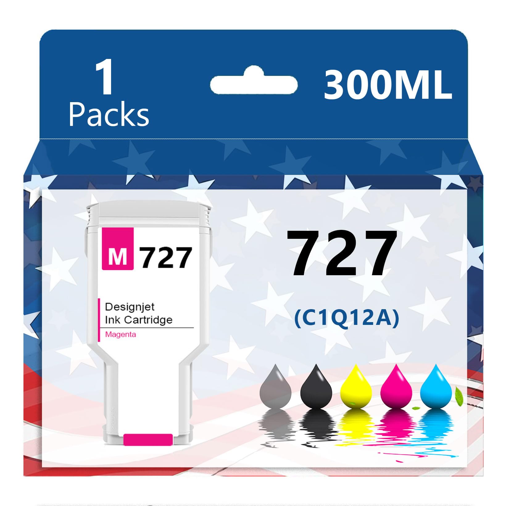 Amazon.com: 727 Ink Cartridge Magenta 300ML Replacement for HP ...