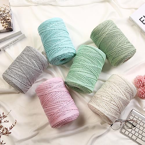 GOHOF Macrame Cord 3mm x 450m Premium Cotton Macrame Rope, 4 Strand ...