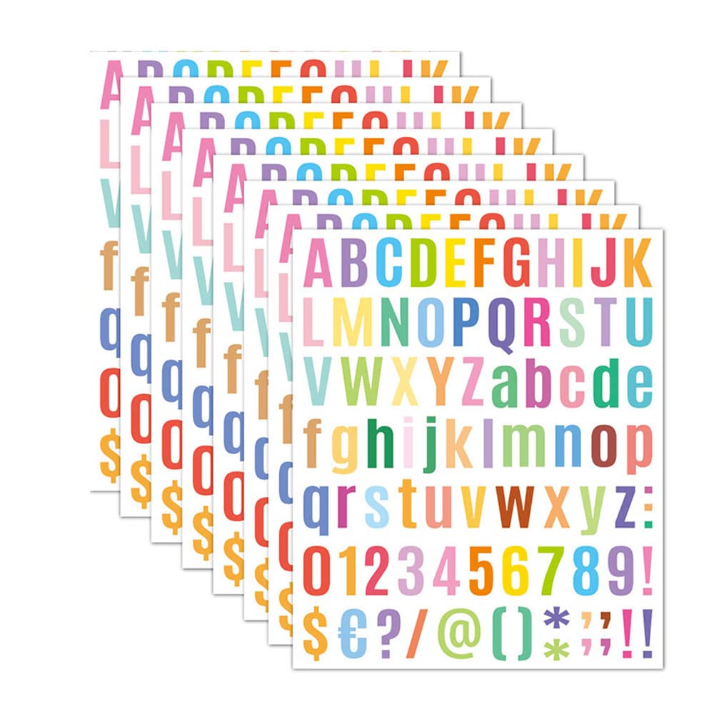 8 Sheets Alphabet Stickers Colored Waterproof Letter Stickers Vinyl ...