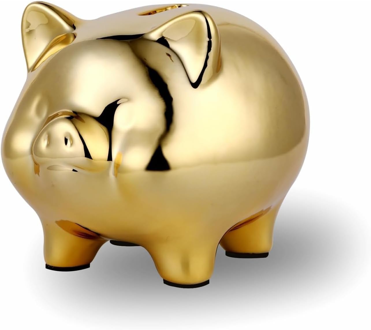 Amazon.com : KUSCOR Ceramic Gold Pig Piggy Bank Cute Coin Piggy Bank ...