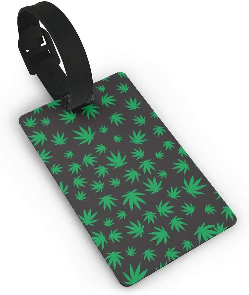 Amazon.com | Green Marijuana Leaves Luggage Tag Initial Bag Tag Etag ...