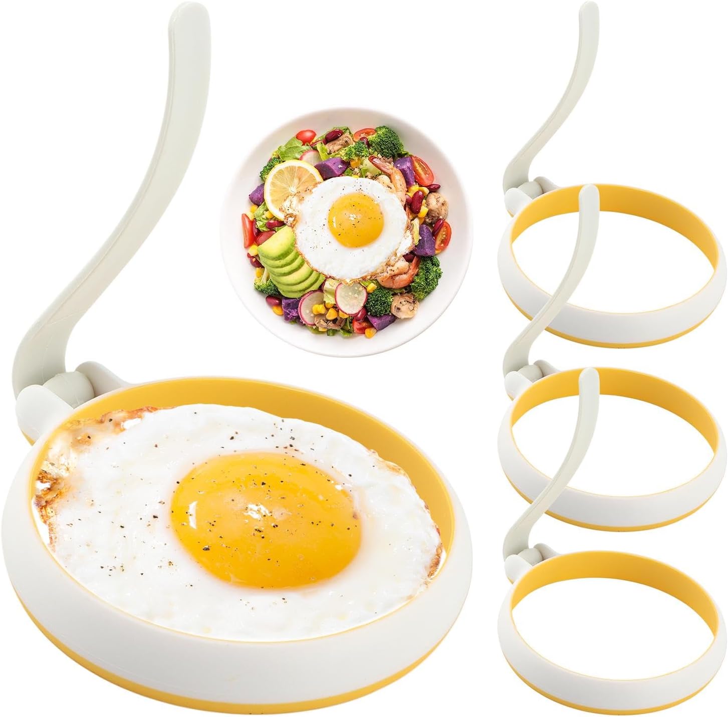Amazon.com: Silicone Fried Egg Cooker Rings Set, 4 Pack Silicone Egg ...