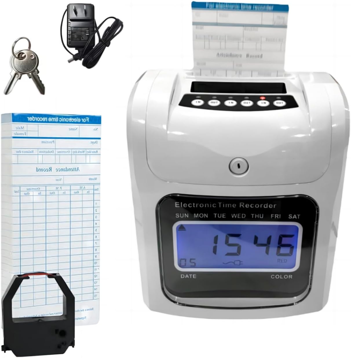 Amazon.com: Lumirio Digital Time Clock, Time Card Punching Machine ...