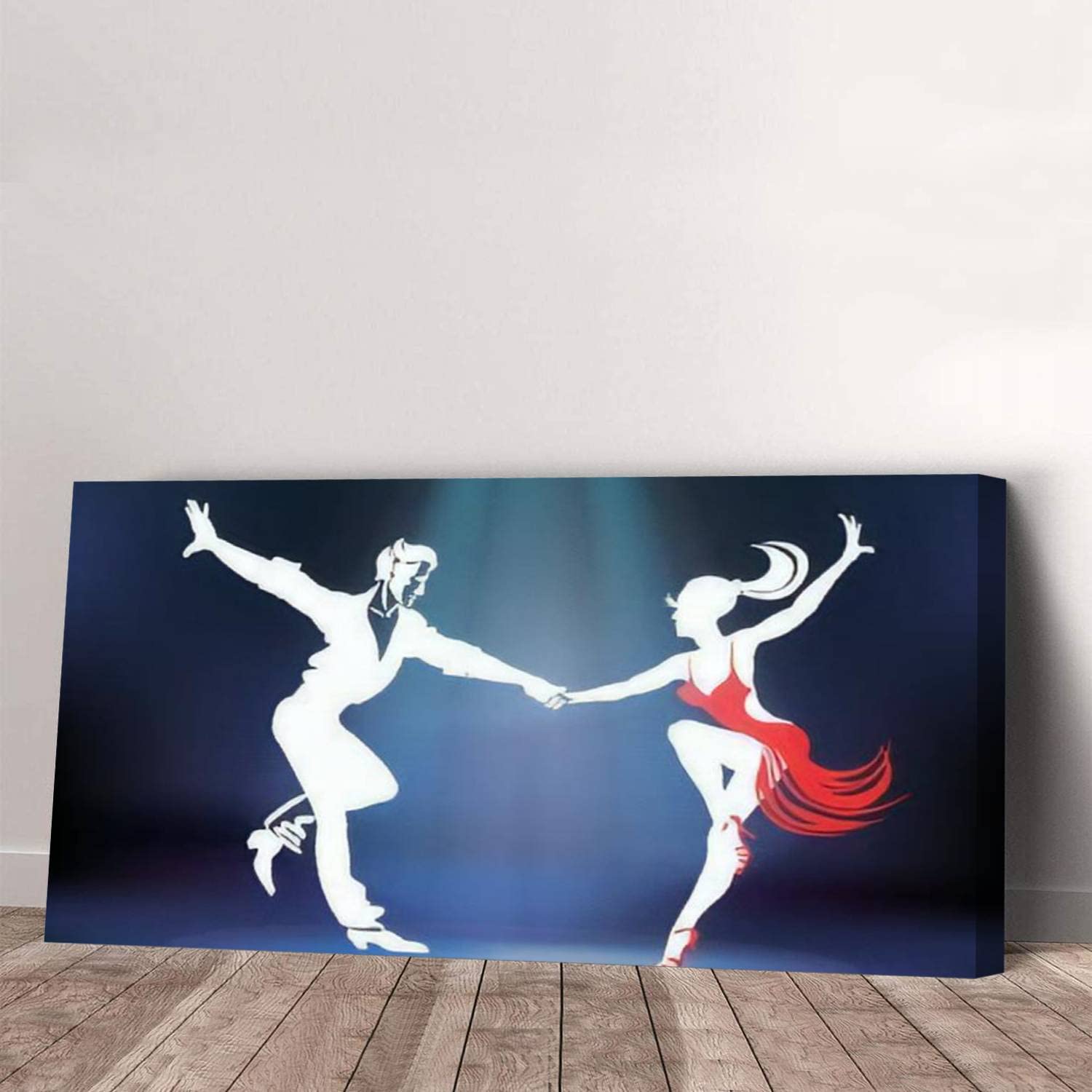 Teal Dancing Couple Silhouette