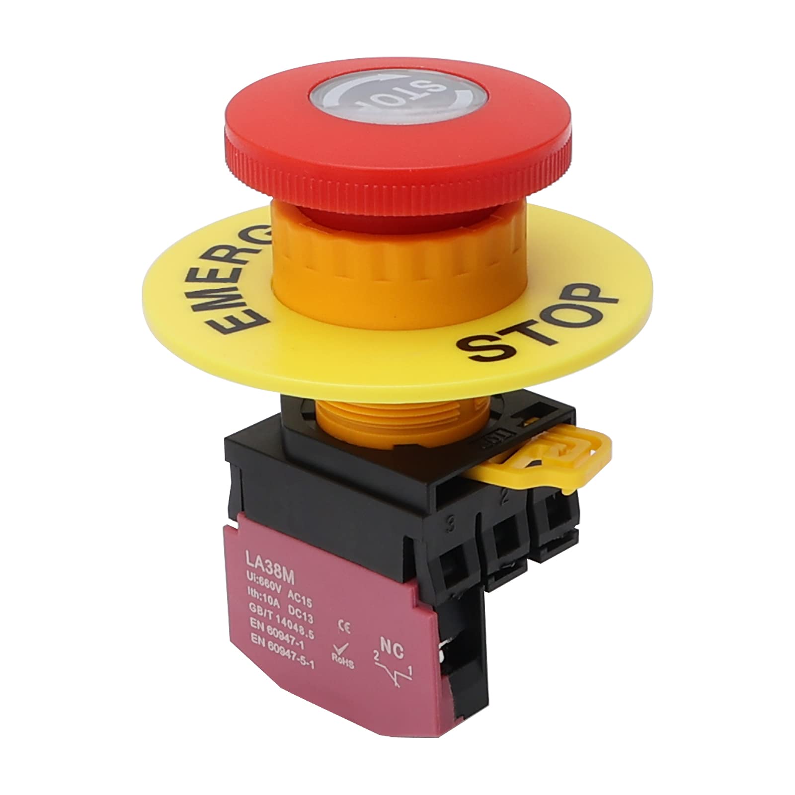 Snapklik.com : STARELO 22MM 1NC Red Mushroom Emergency Stop Latching ...