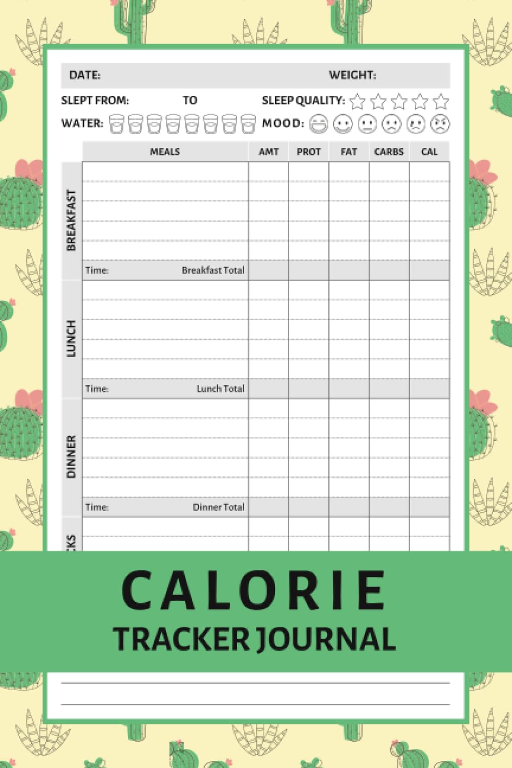 Calorie Tracker Journal: Calorie Counter Log Book with Weekly Meal ...
