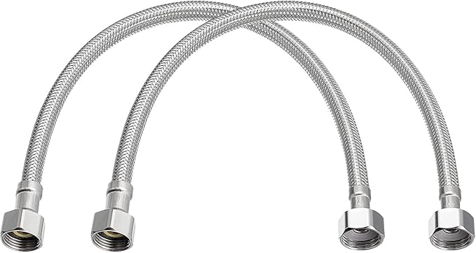 uxcell 20 Inch Long Faucet Supply Line Connector, 2pcs G 3/8 Female ...