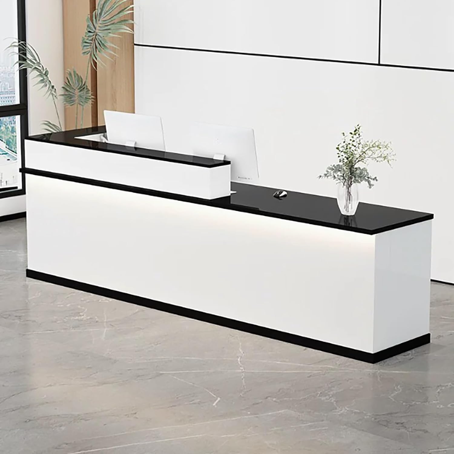 Amazon.com: Modern L-Shaped Reception Desk With Counter, Small Retail ...