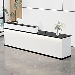 Amazon.com: Modern L-Shaped Reception Desk With Counter, Small Retail ...
