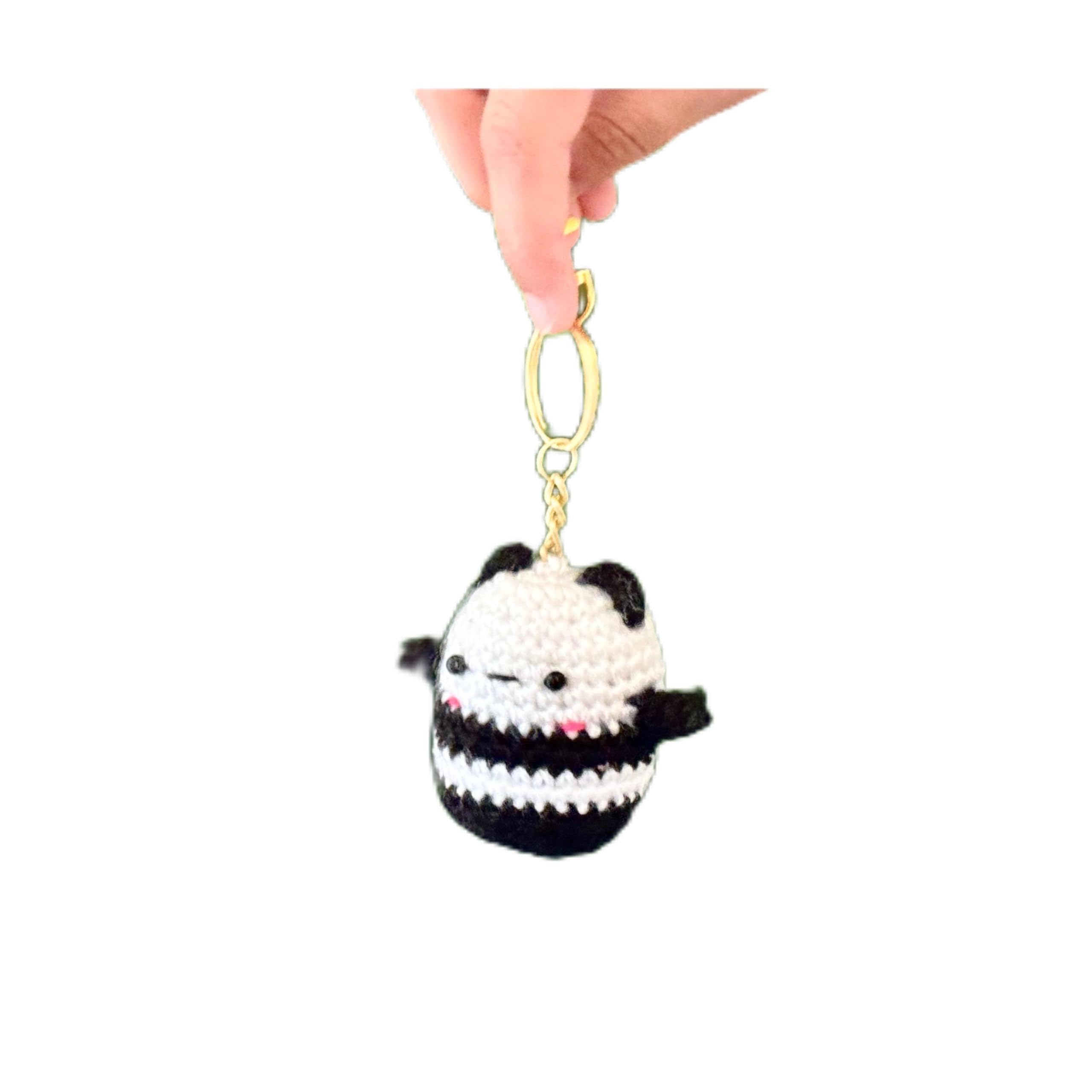 SOE Mini Panda Keychain: Crochet Keychain/Bag charm : Amazon.in: Bags ...
