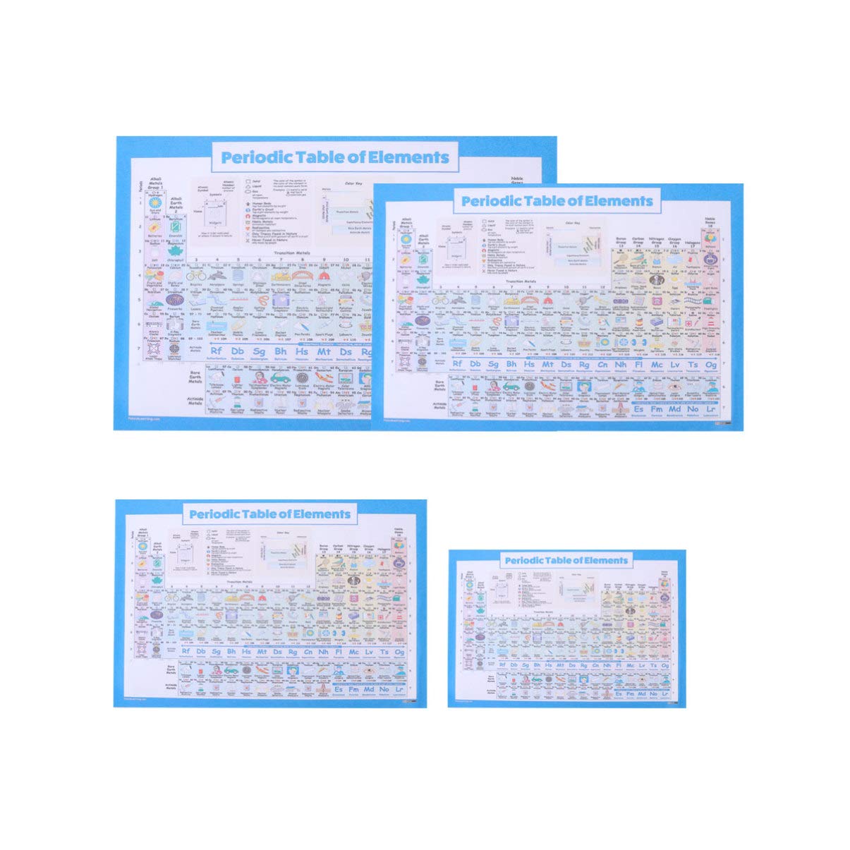 Buy ULTNICE 4pcs Periodic Table of Elements Science Chemistry Chart ...
