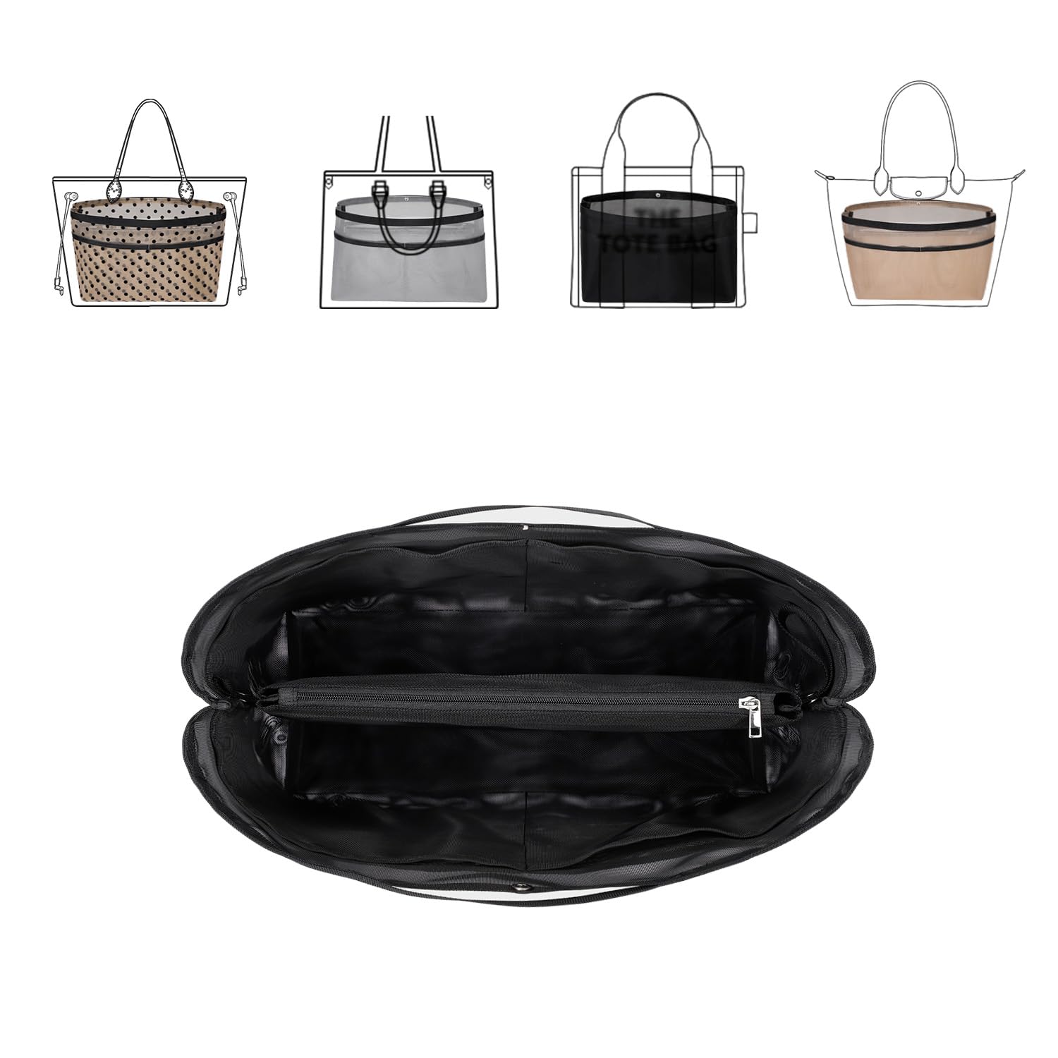 Amazon.com: ZTUJO Purse Organizer Insert For Handbags,Mesh Bag ...