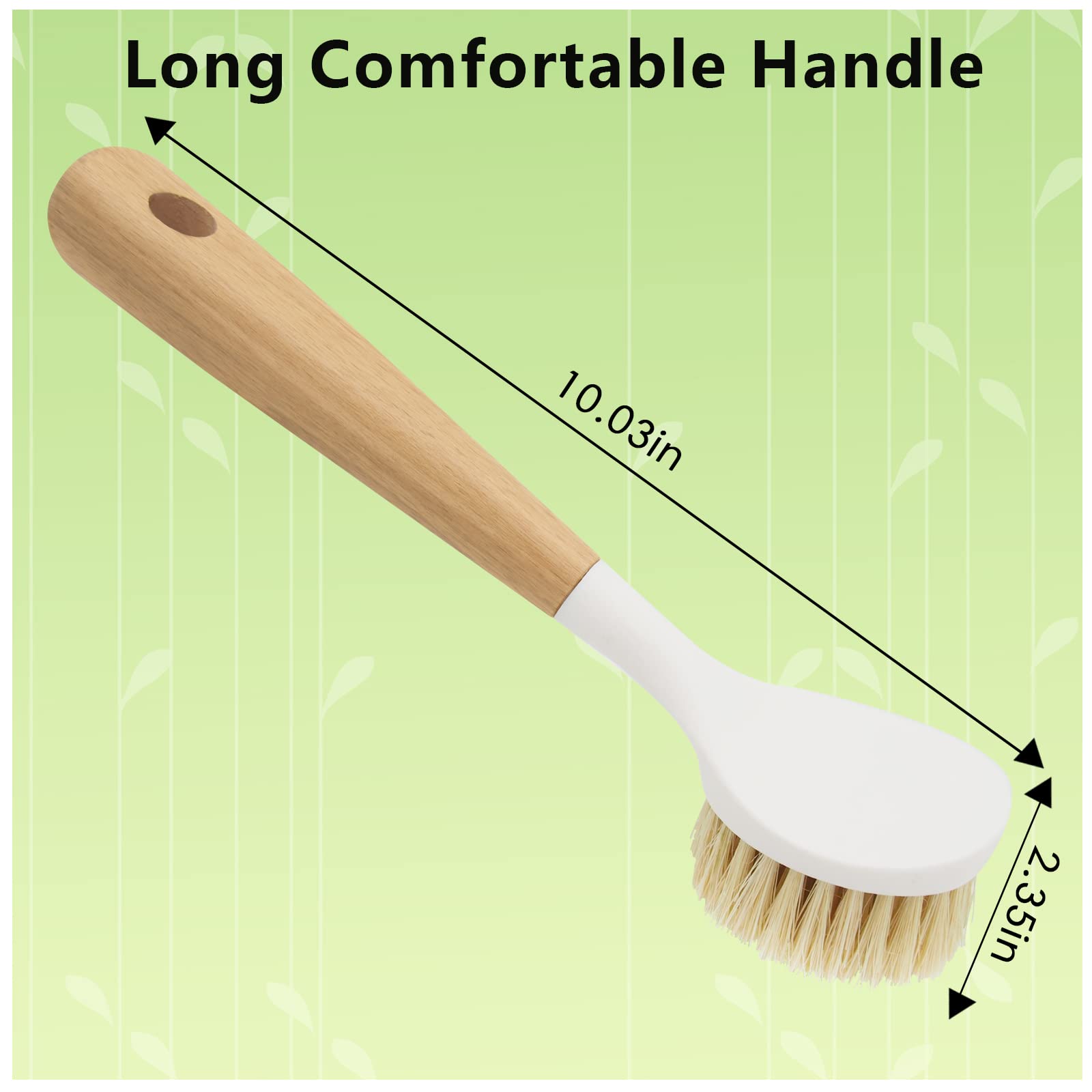 Snapklik.com : Kitchen Dish Brush Bamboo Handle Dish Scrubber Built-in ...