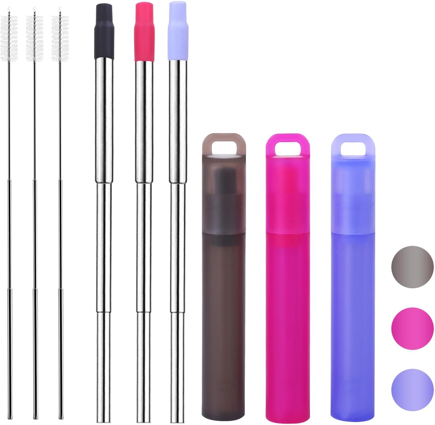 Amazon.com: Lot of Personalized Reusable Metal Collapsible Straws with ...