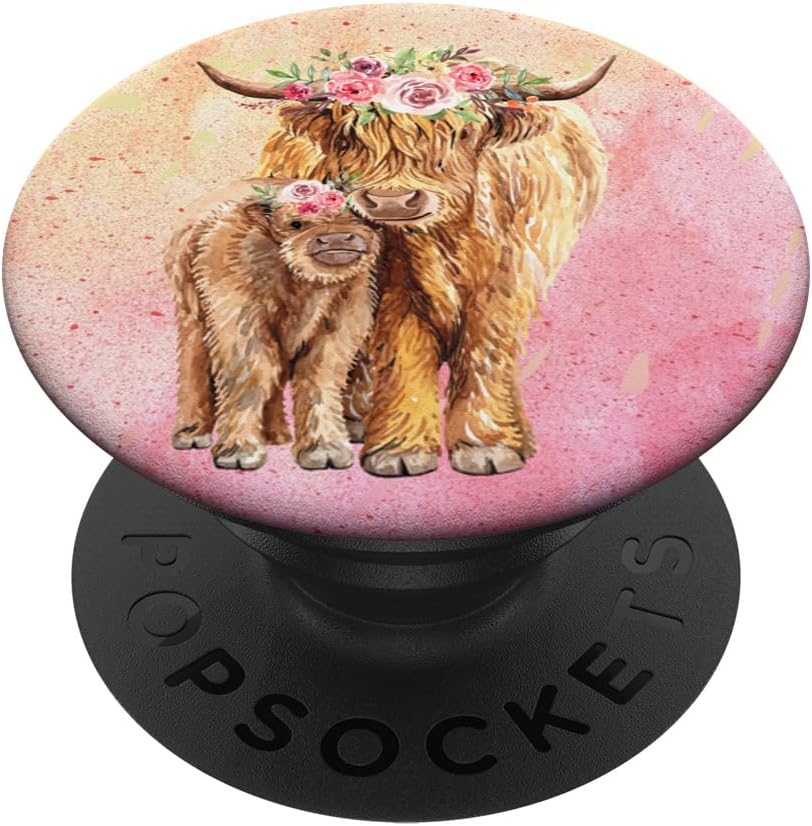 Amazon.com: Cute Baby Highland Cow Floral Scottish Cow Watercolor ...