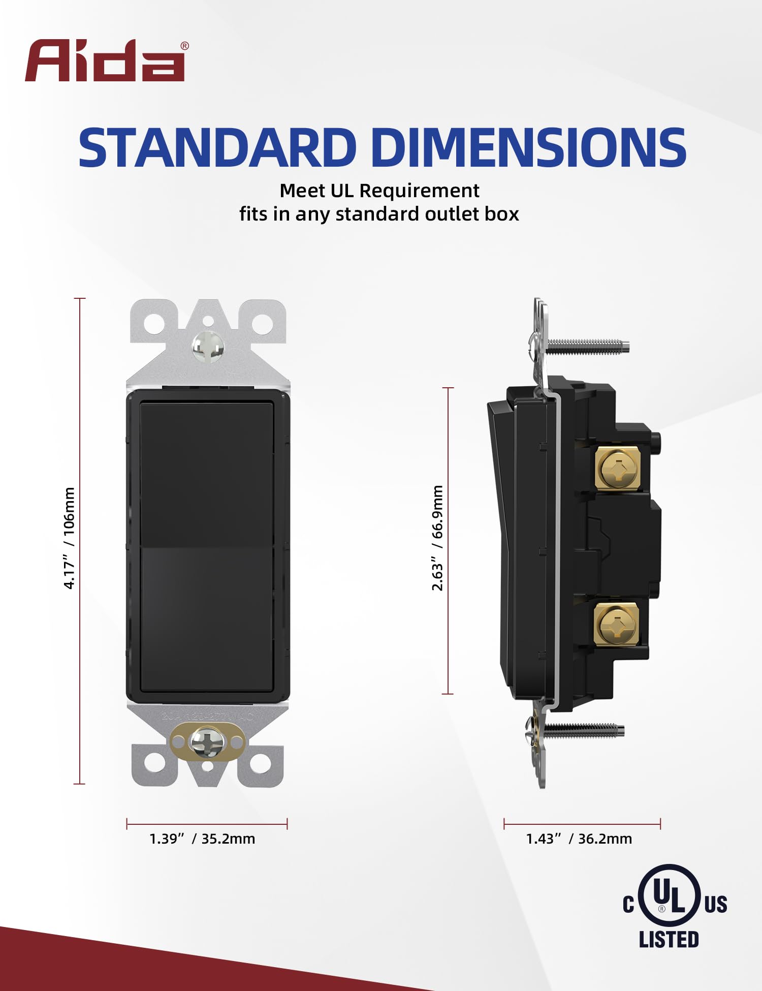 Snapklik.com : AIDA Single Pole Rocker Decora Light Switch, 15 Amp Self ...