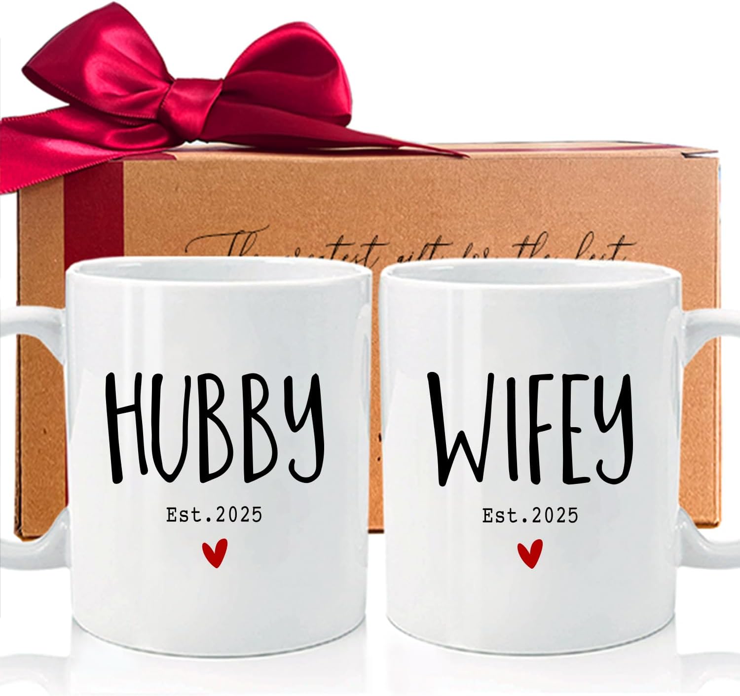 Amazon.com: Hubby Wifey Coffee Mugs Est 2025, Wedding Gift Set of 2 to ...