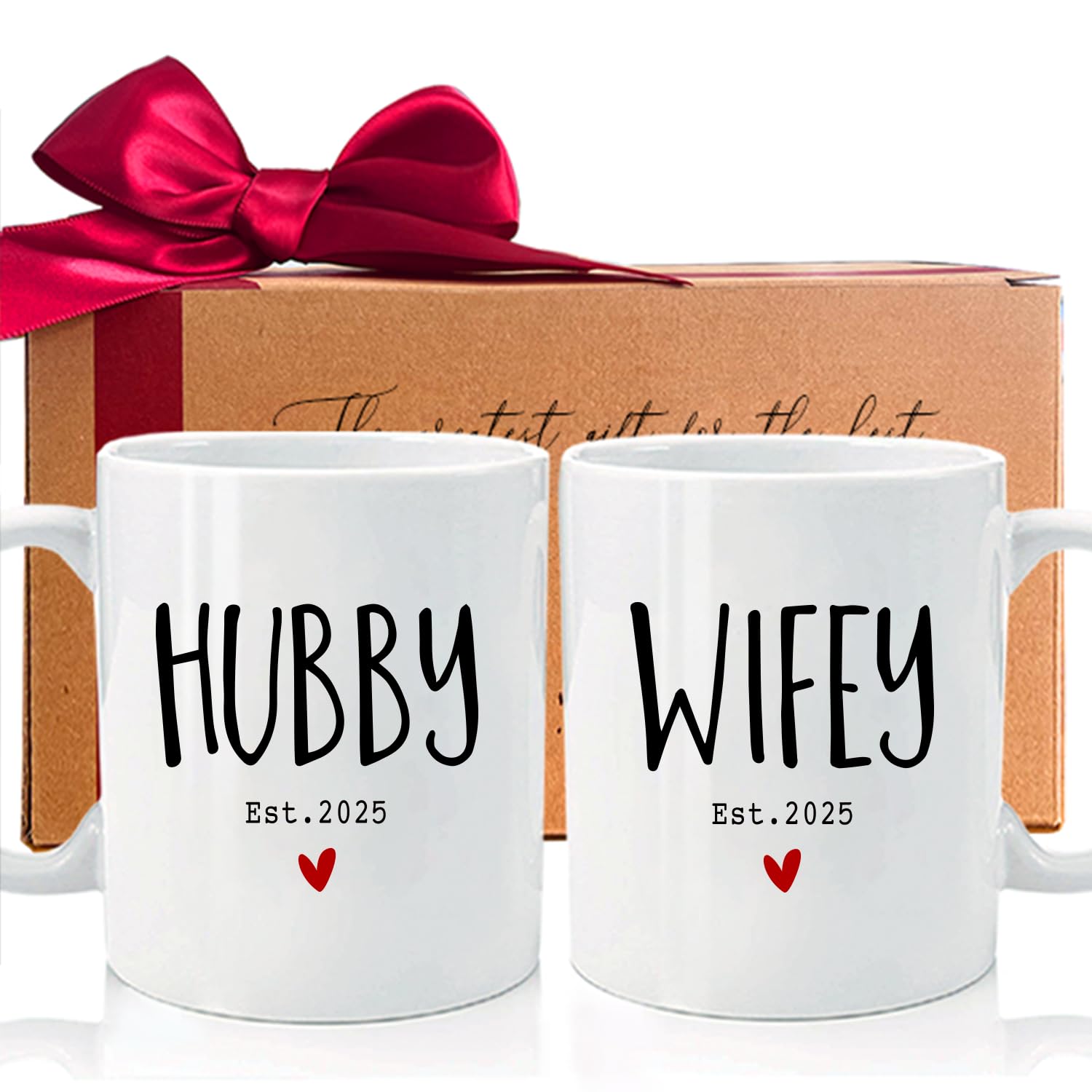 Amazon.com: Hubby Wifey Coffee Mugs Est 2025, Wedding Gift Set of 2 to ...