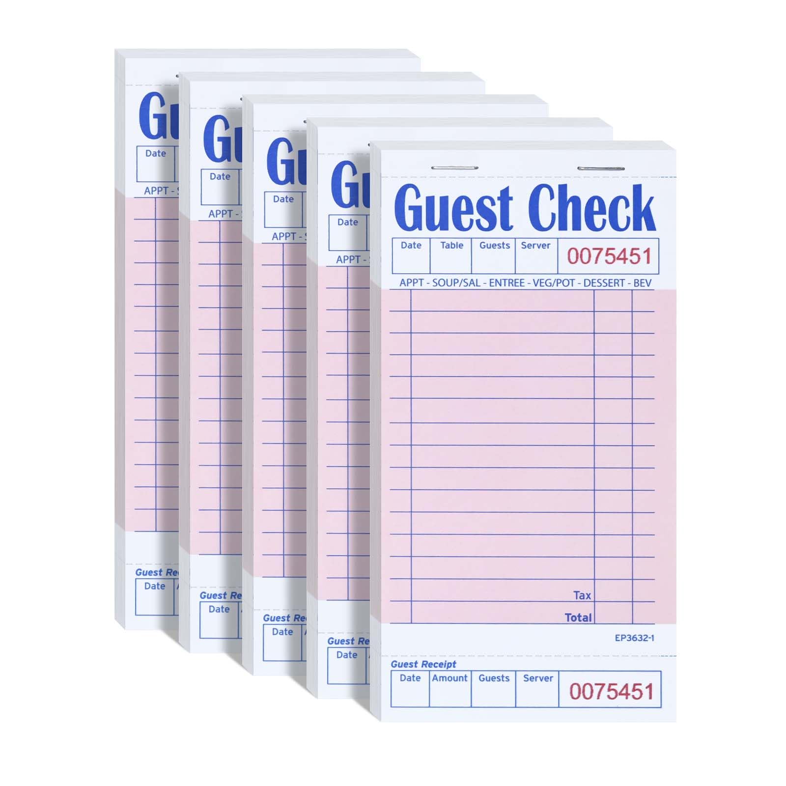 Amazon.com: DGBDPACK Server Guest Checkbook, 5 Pack EP-3632-1 Server ...