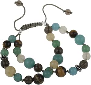 Amazon.com: Amazon Collection Two Row Round Multi Genuine Stone ...