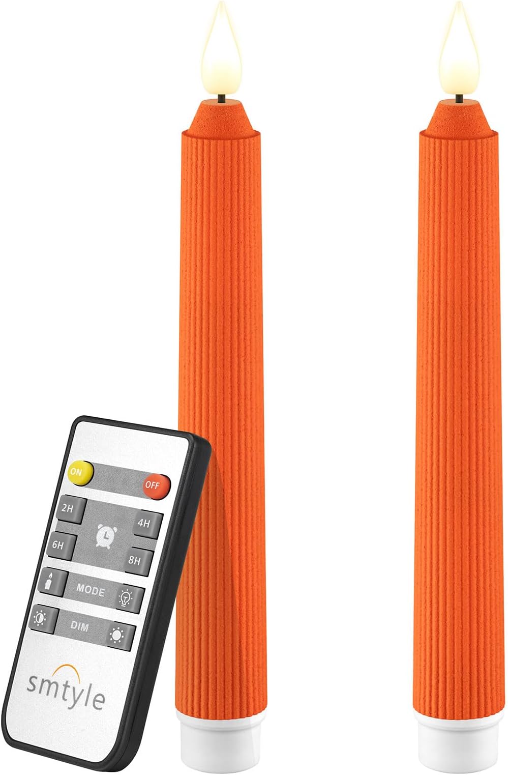Amazon.com: smtyle Orange Flameless Battery Operated Taper Candles Set ...