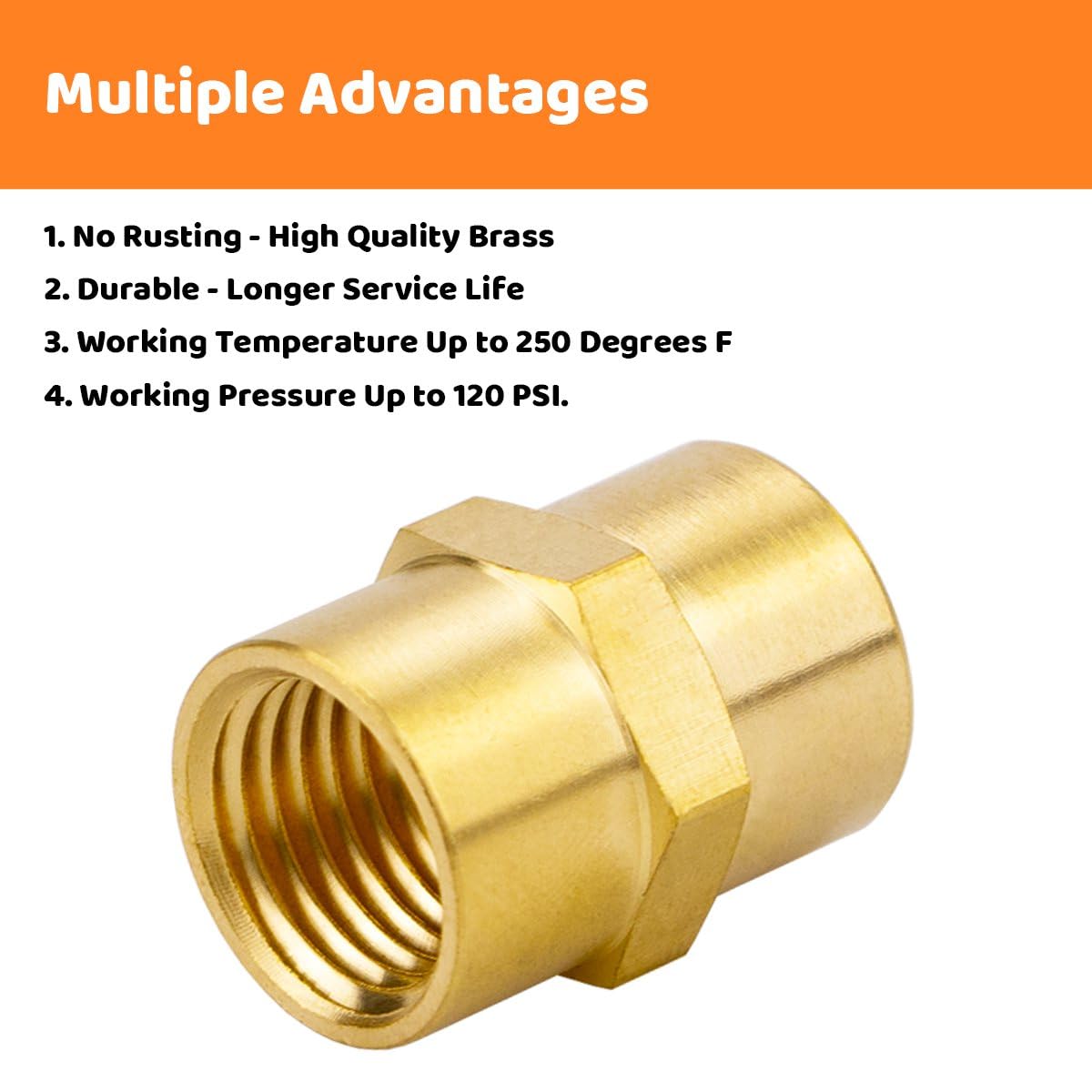 Snapklik.com : (2-Piece) 1/2" X 1/2" NPT Brass Coupler Coupling Female ...