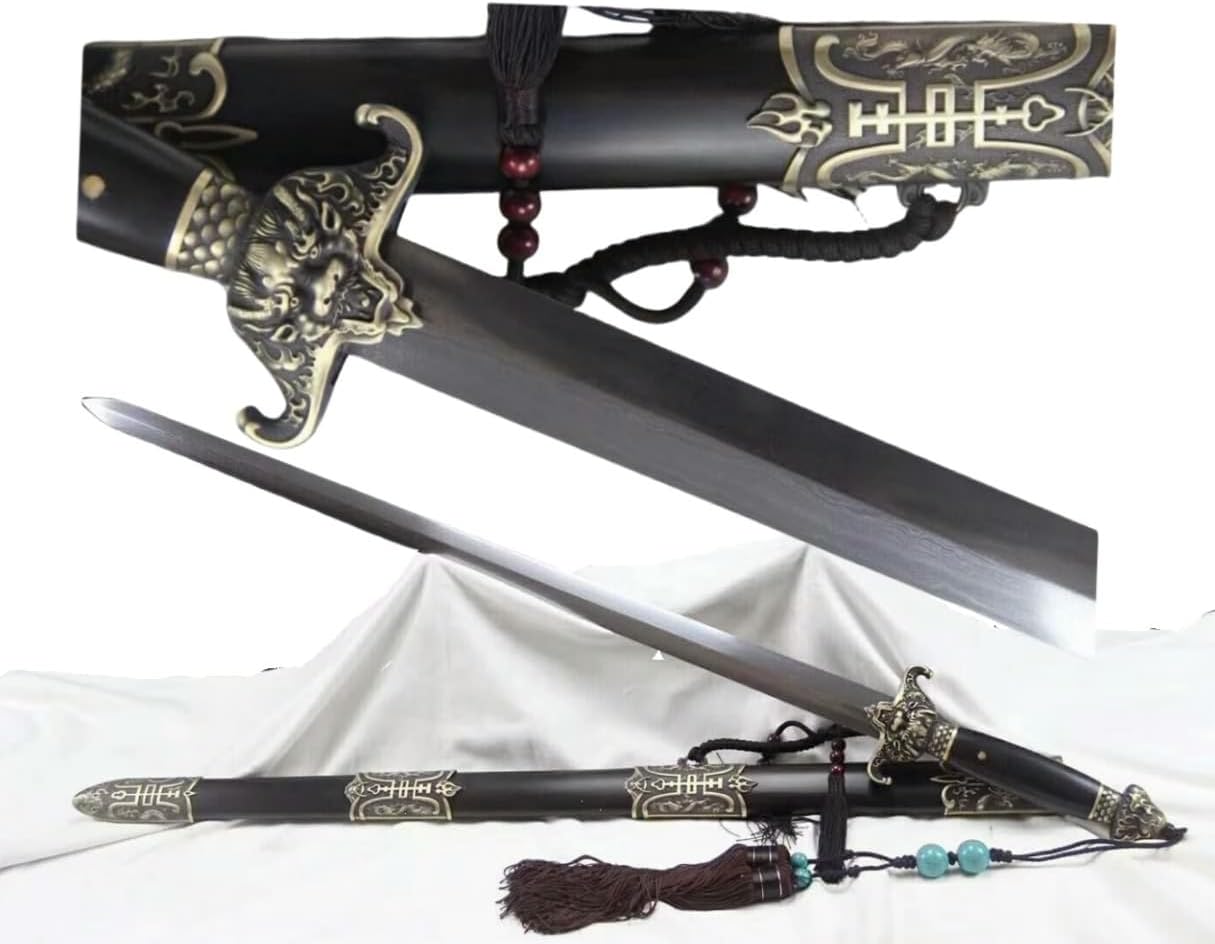 Amazon.com : Chinese Sword Fire Swords Real,Hand Forged(Damascus Steel ...