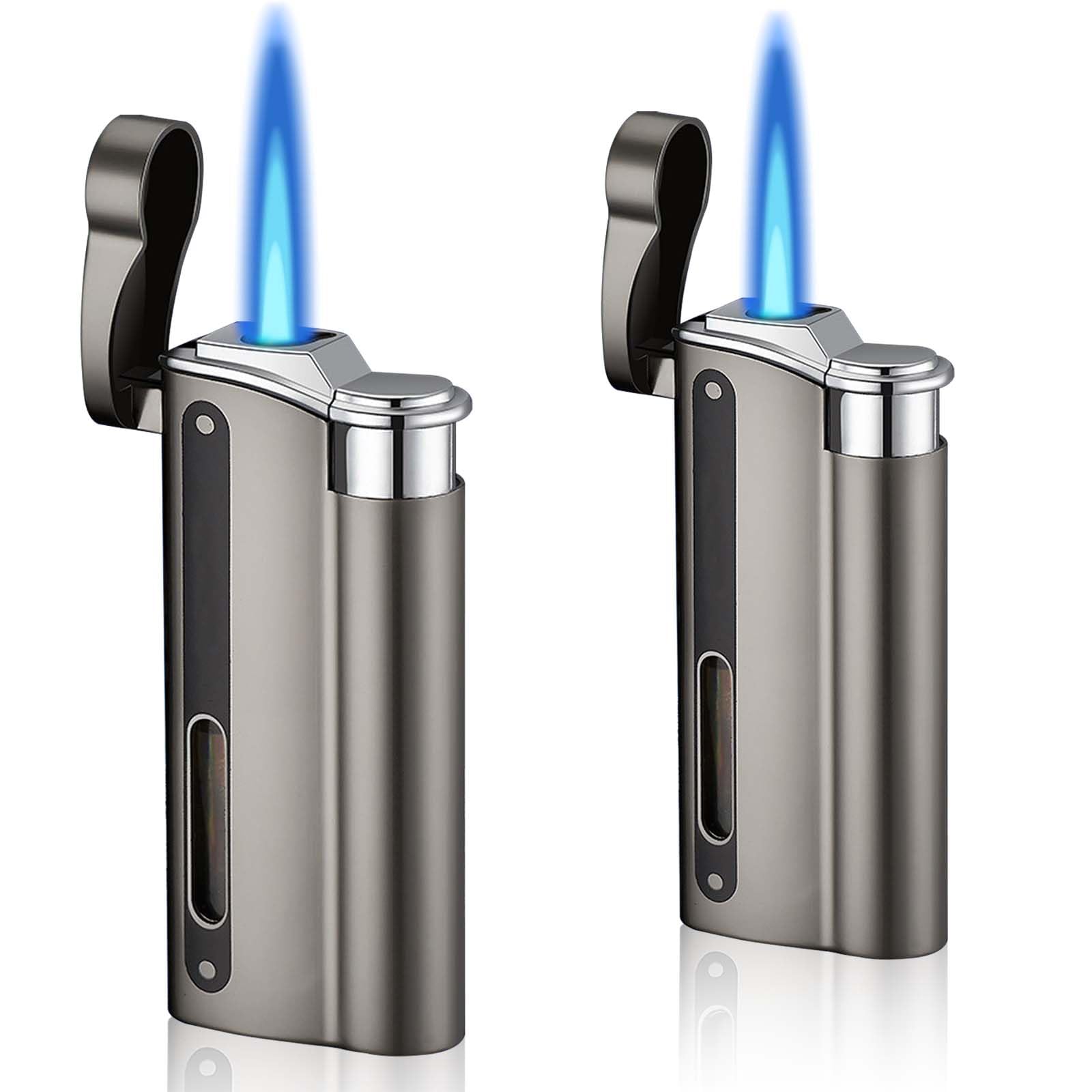 2PCS Mini Jet Lighter: Refillable Lighter, Double Flame Butane Gas ...