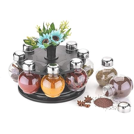 Shivam Enterprise Revolving Spice Rack | 8 in 1 Masala Rack Set ...