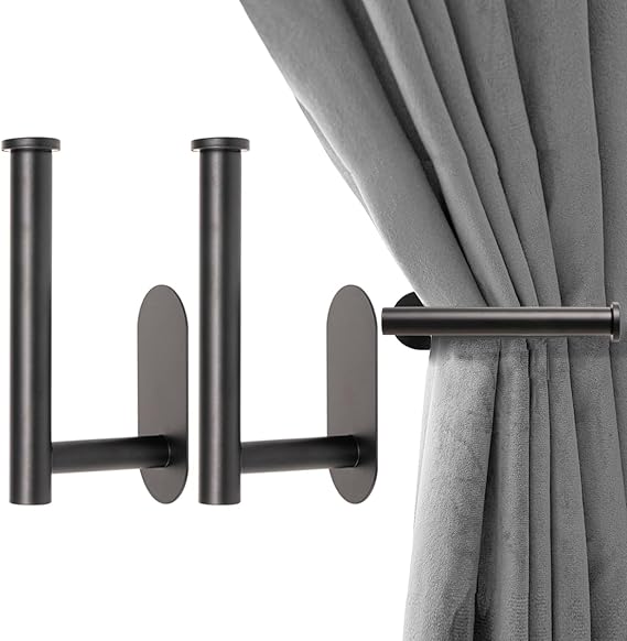 Amazon.com: 2 Pack Adhesive Curtain Holdbacks, No Drill Metal Curtain ...