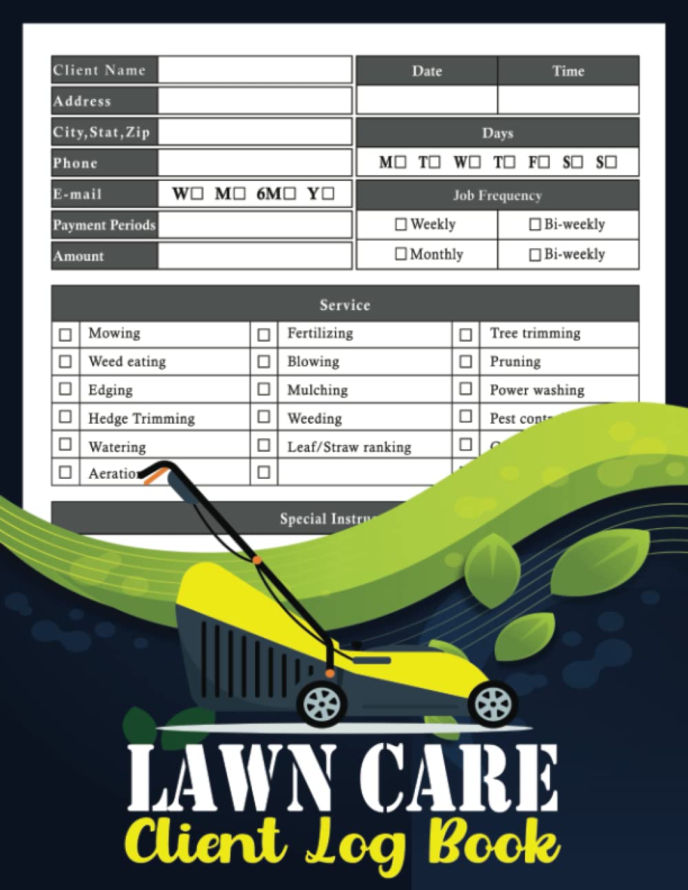 Lawn Care Client Log Book: Lawn Mowing And Landscape Appointment Log ...