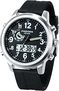 Amazon.com: PINDOWS Watches for Men, Men's Military Digital Watches Analog Quartz Waterproof ...