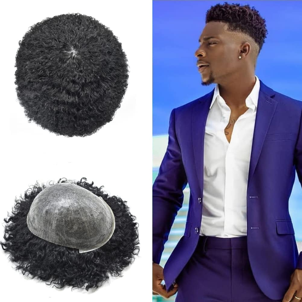 Amazon.com : 10mm Afro Wave Toupee for Black Men 8X10 Inch All PU ...