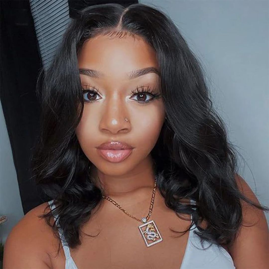Amazon.com : Ahaisy Wear and Go Glueless Bob Wig Human Hair Pre Plucked ...