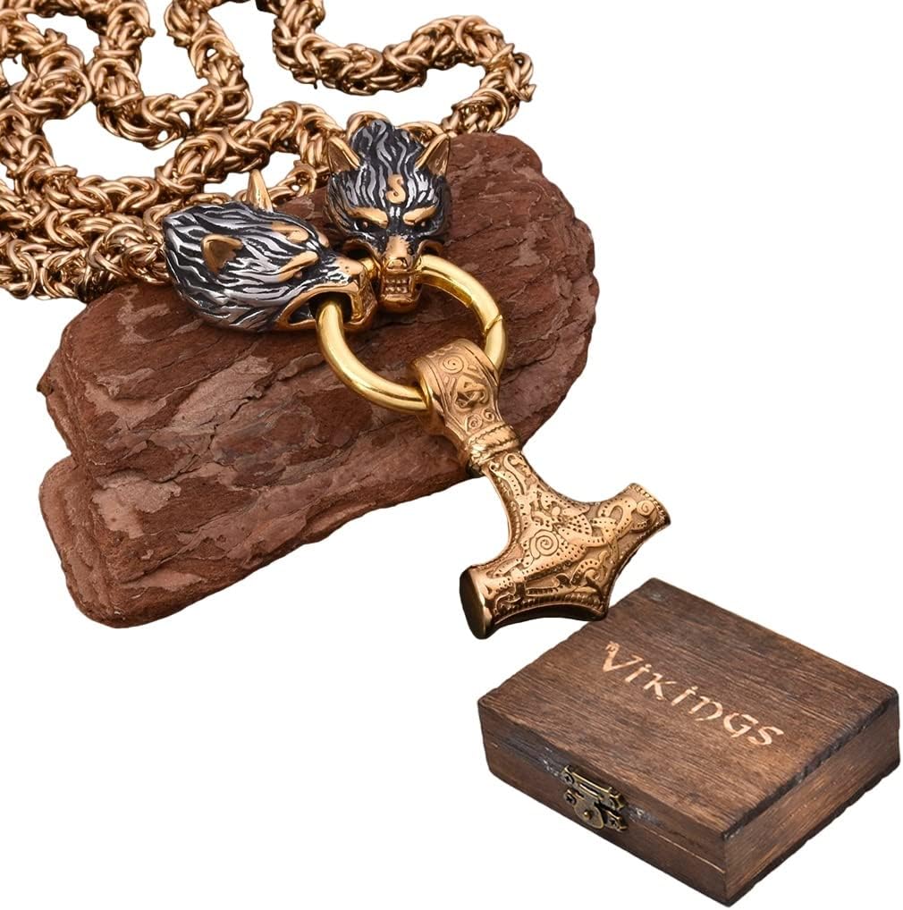 Amazon.co.jp: Round Byzantine Emperor Chain Men Mjolnir Necklace Nordic ...