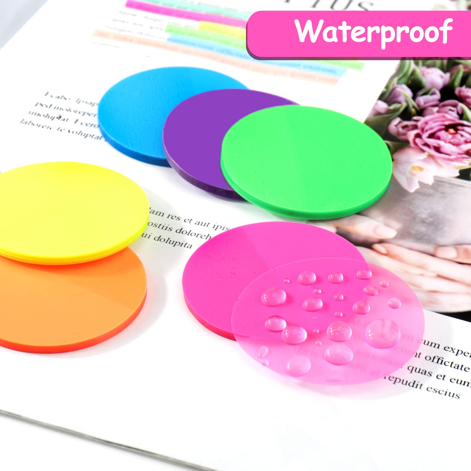 Snapklik.com : Transparent Sticky Notes, 400Pcs Bright Neon Round Clear ...