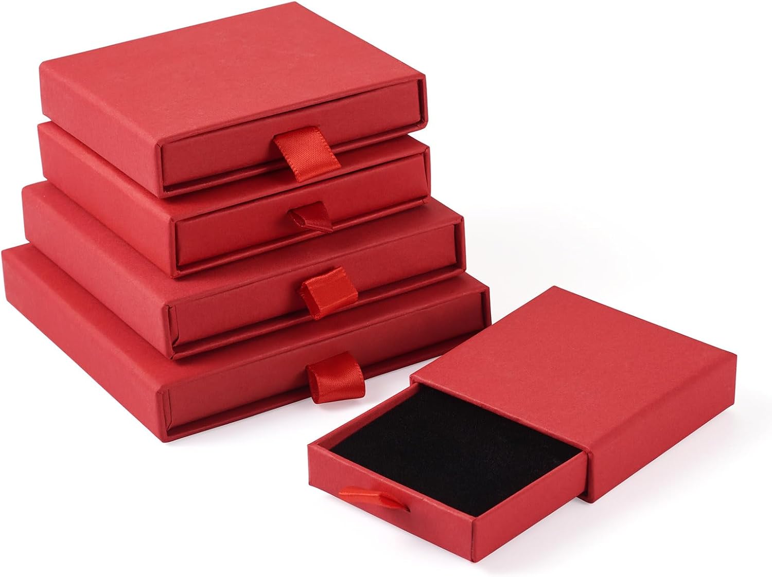 Amazon.com: Cheriswelry 5Pcs Red Drawer Jewelry Gift Boxes Sponge ...
