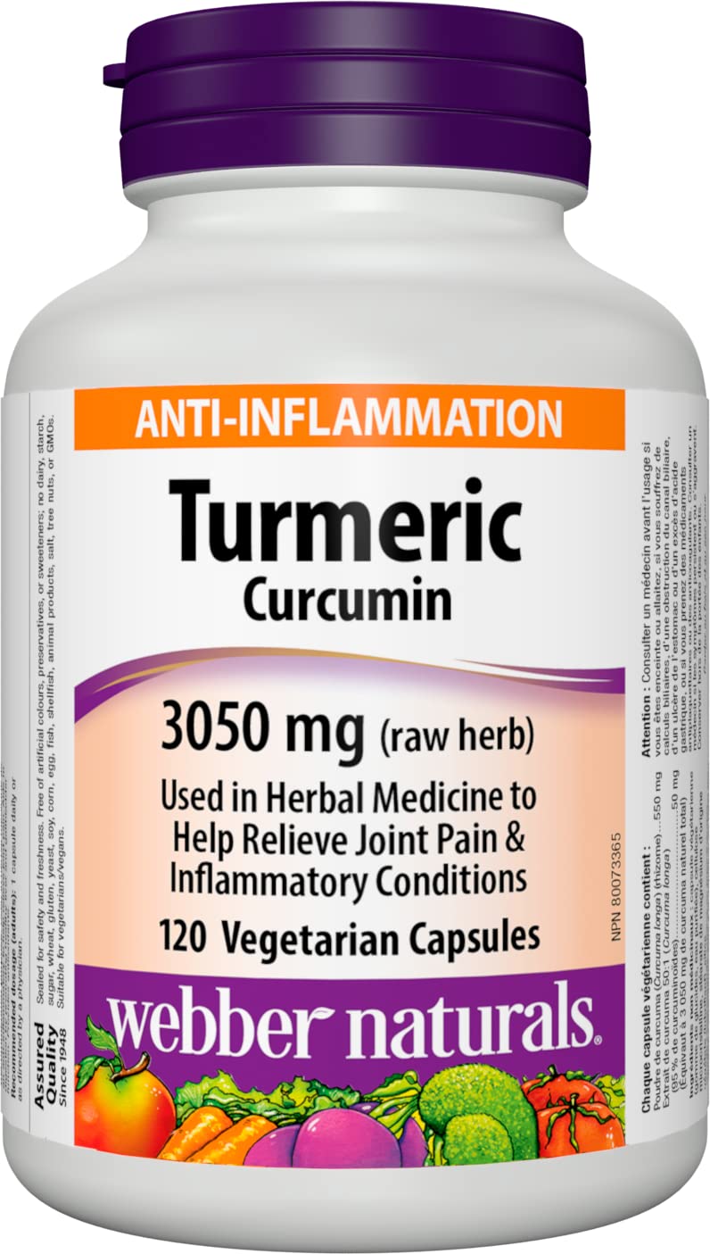 Webber Naturals Turmeric Curcumin, 3,050 mg of Raw Herb, 120 Capsules ...