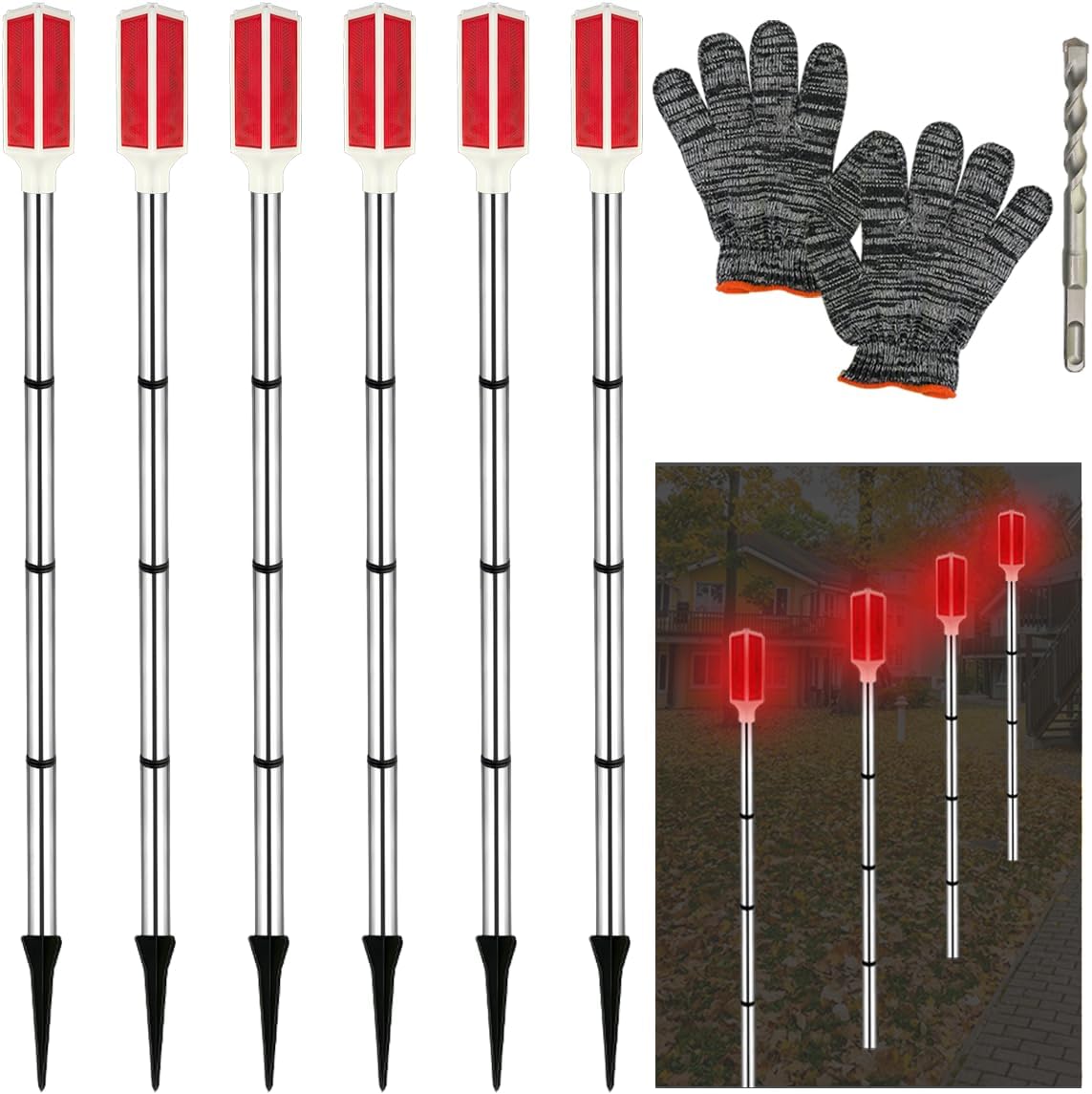 Amazon.com : MXOYOXM 6 PCS Solar Driveway Markers, Dual Mode Driveway ...