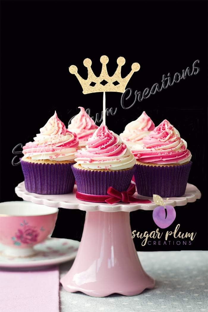 Amazon.com: Sugar Plum Creations Corona Cupcake Topper, juego de 12 ...