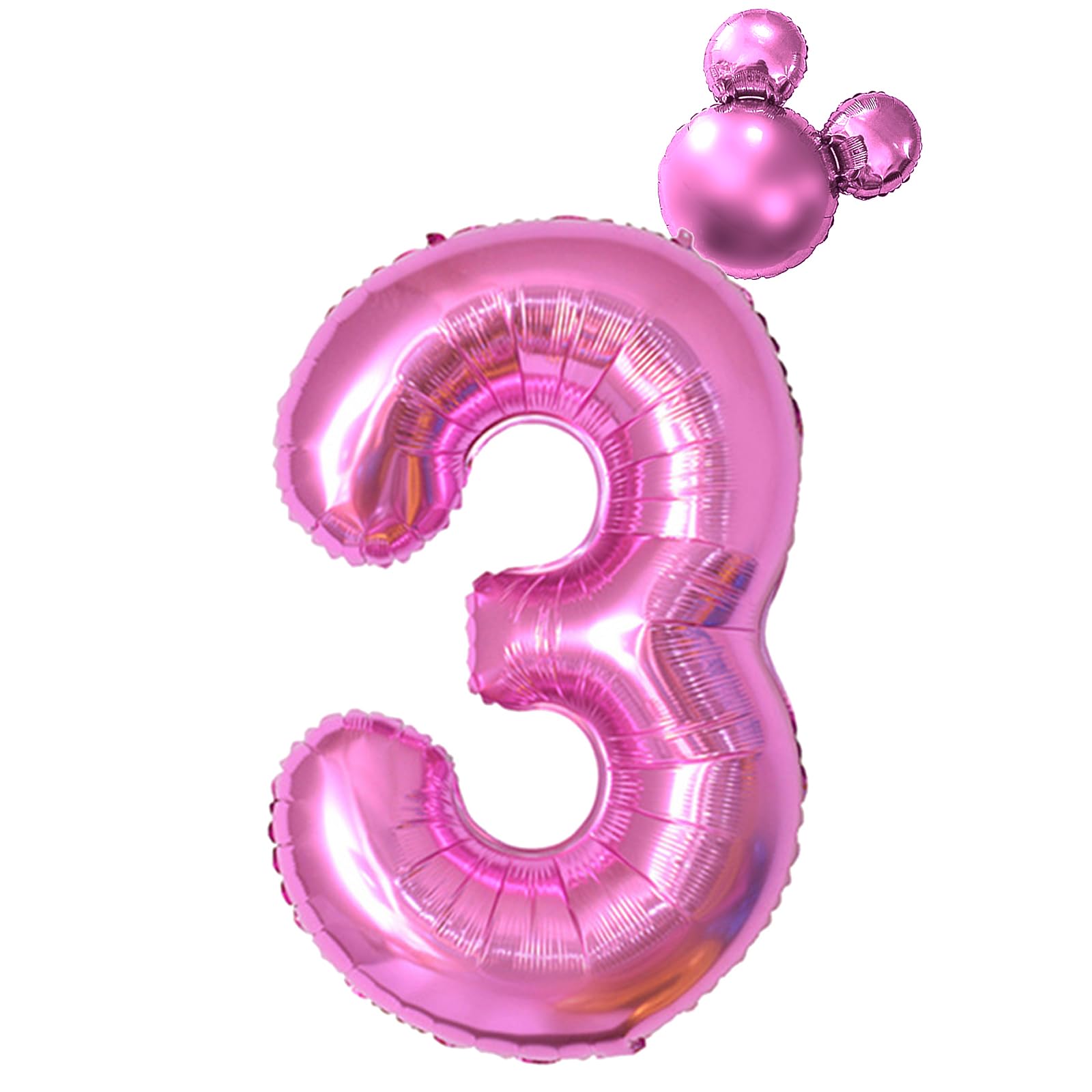 Amazon.com: 40 inch Hot Pink Number 3 Balloon & Mini Mouse Head Balloon ...