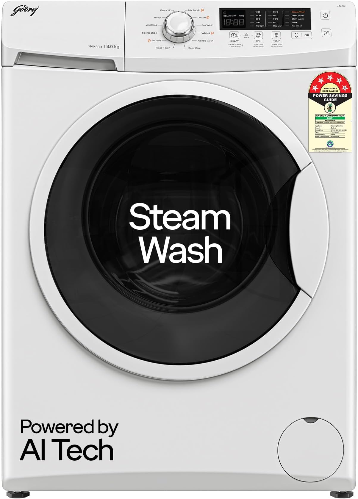 Godrej 6 Kg Eco-Wash With Steam Wash Fully-Automatic Front Load Washing ...