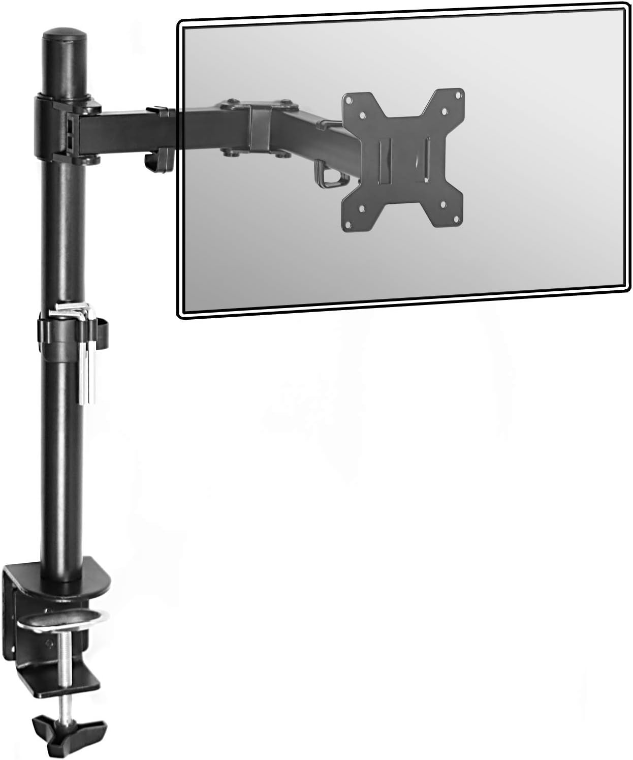 Fully Adjustable Single Long Arm Monitor Mount | For 13-27” Screens ...