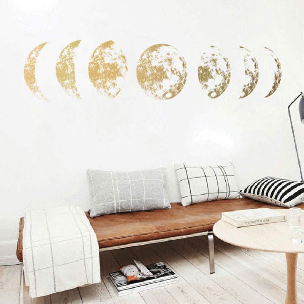 Haofy Moon Phases Decor -Moon Phases Wall Decal, Gold Moon Phases ...