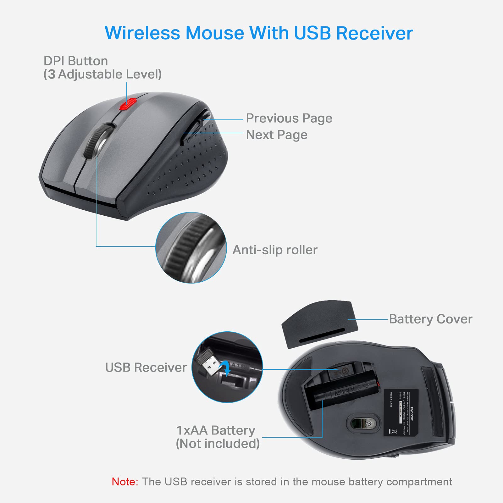 Buy Wireless Keyboard And Mouse Combo E Yooso 2 4g Full Sized Ergonomic Keyboard Mouse Combo