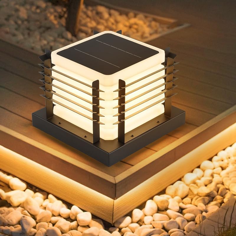 Solar Pillar Lights Outdoor, 30cm Modern Pillar Lamp Outdoor Column ...