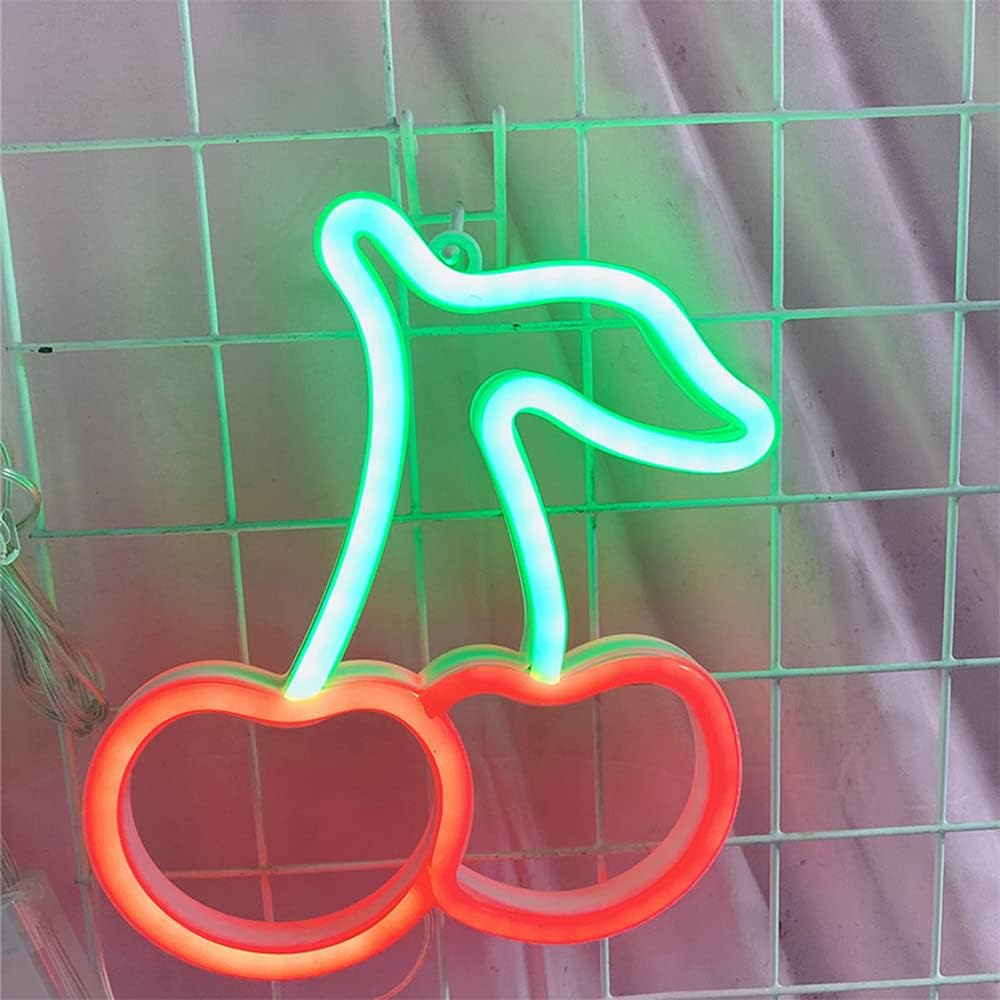 Buy Cherry Neon Signs, Cute Fruit Neon Lights for Wall Decor Battery or ...