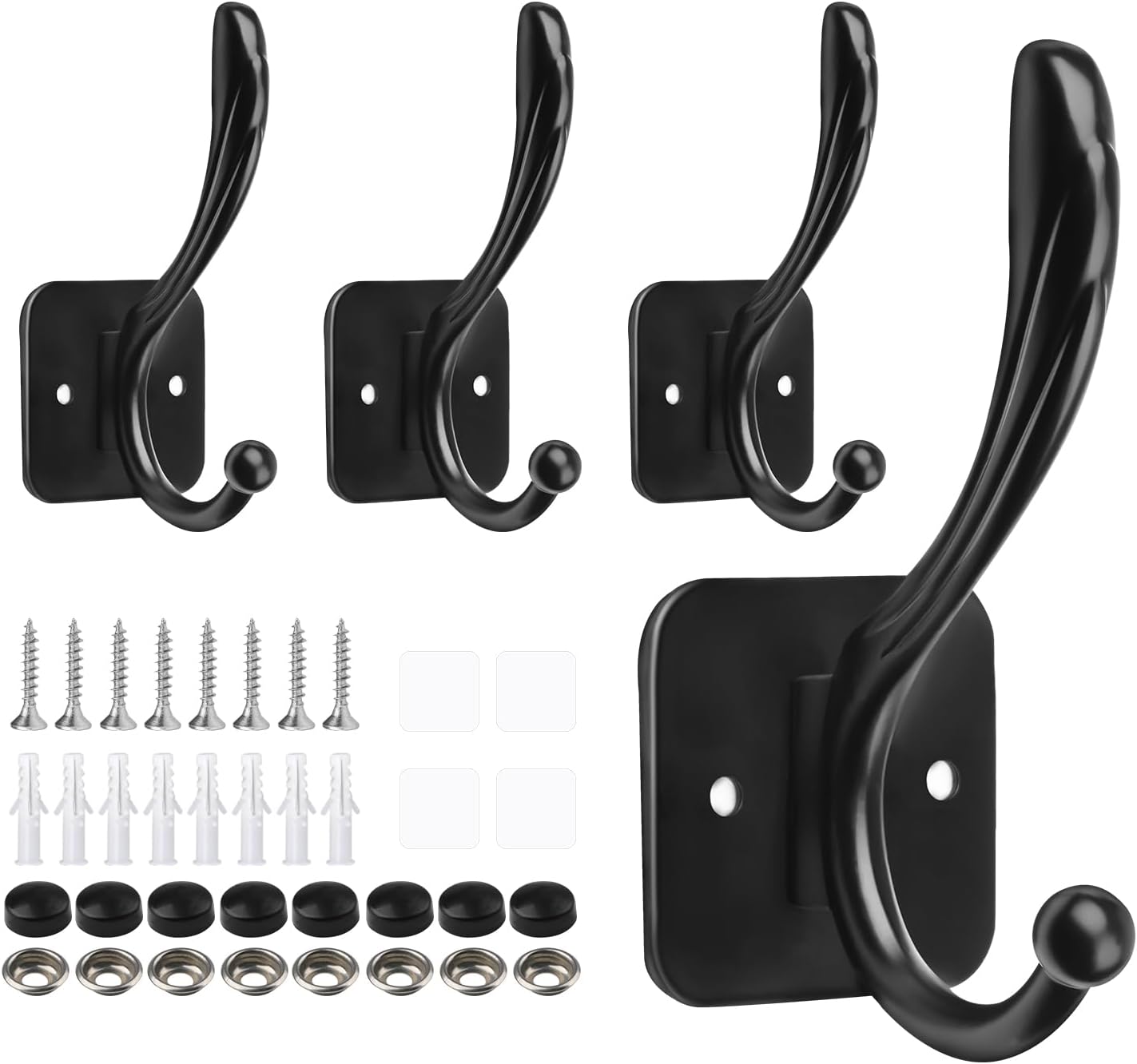 Amazon.com: VIS'V Coat Hooks, Matte Black Adhesive Double Coat Hooks ...