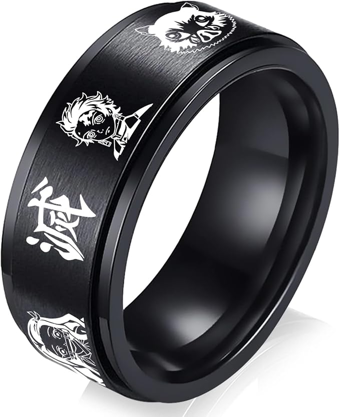 Amazon.com: AntDear Demon Slayer Ring Anime Rings for Men, Anxiety ...