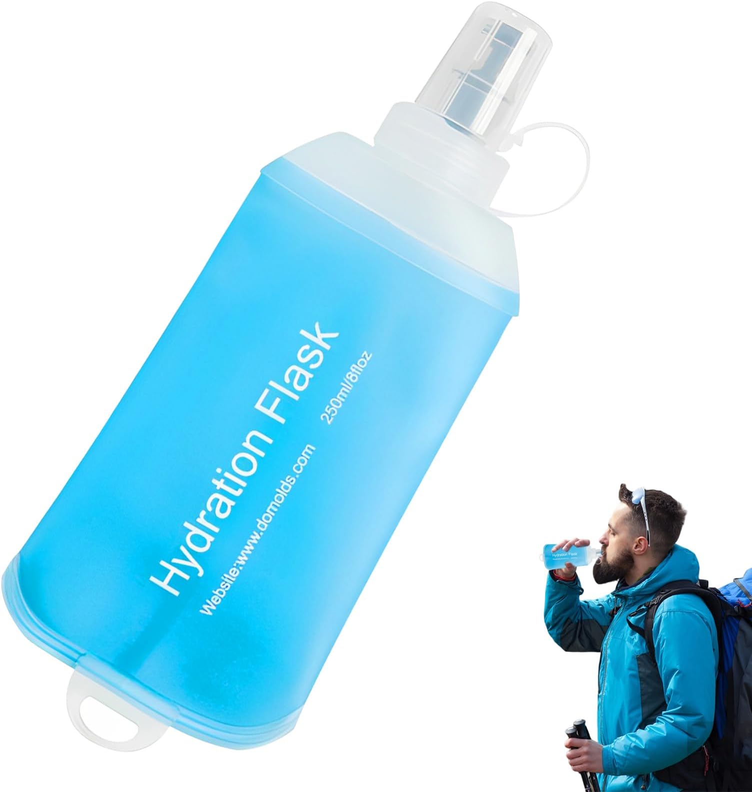FITLY Soft Flask 250ml - Shrinks As You Drink Soft Water Bottle for ...